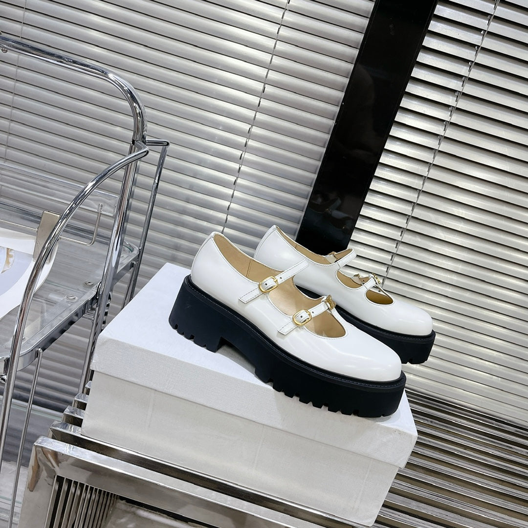 HIGH FLAT SANDALS WITH DOUBLE STRAP-DESIGN LEATHER WHITE – BLOOMAURA